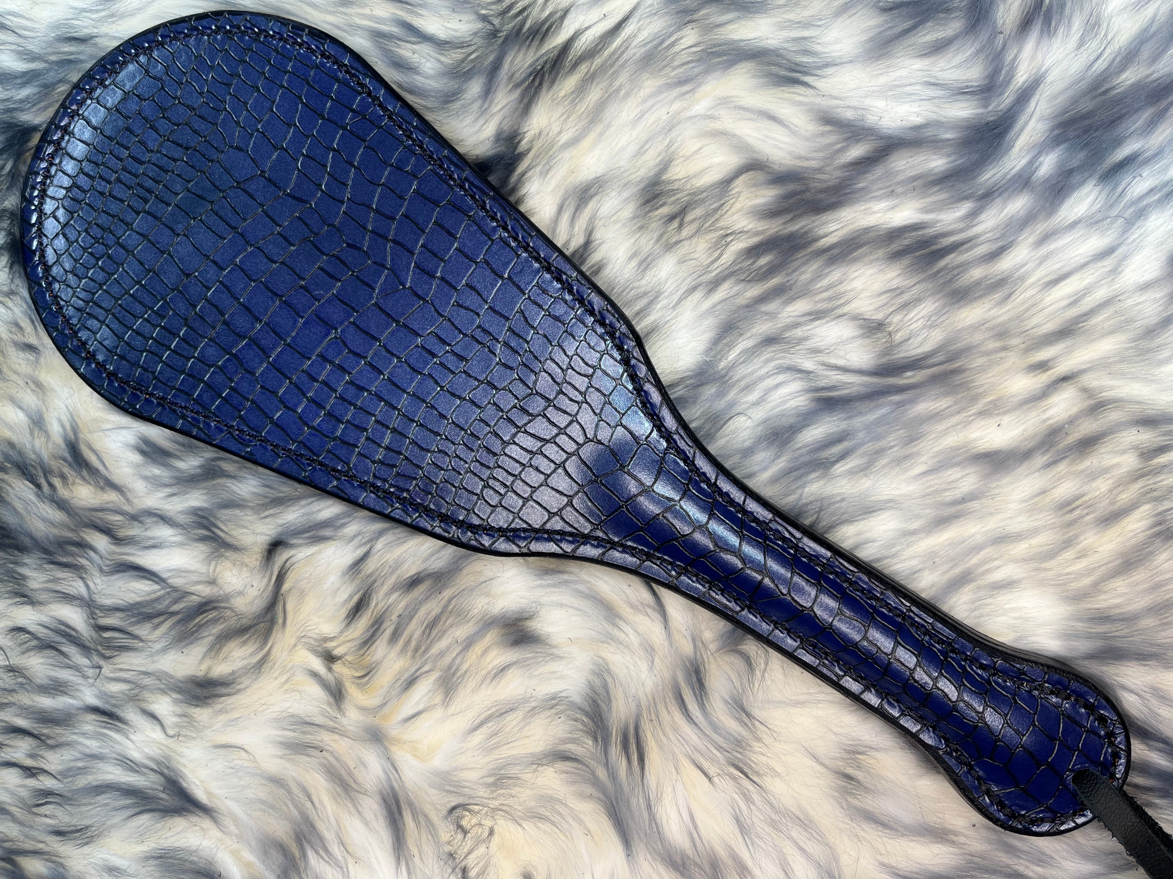 Leather Paddle: Blue Crocodile Embossed – AlexanderPaddles